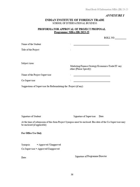 Proforma For Approval Of Project Proposal Pdf