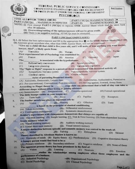 Css Psychology Paper 2024 Legalversity