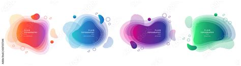 set of modern graphic design elements in shape of fluid blobs isolated