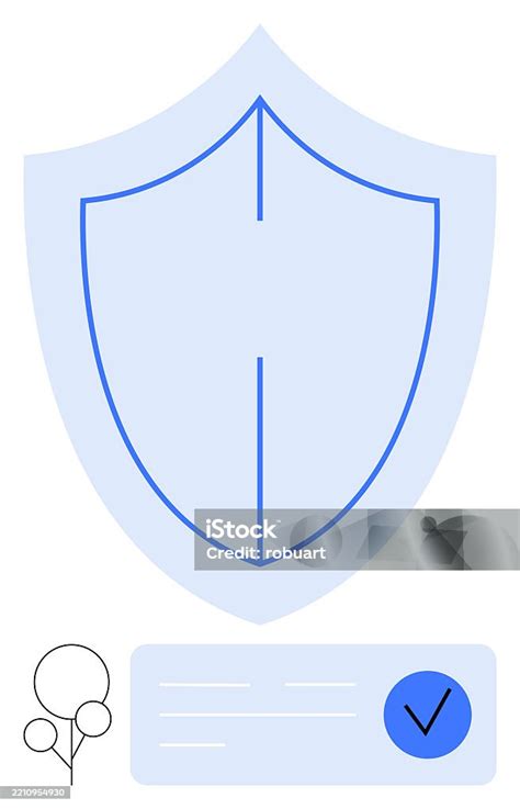 보안 보호 및 권한 부여를 나타내는 확인 표시가 있는 방패 개념에 대한 스톡 벡터 아트 및 기타 이미지 개념 개념과 주제 검증 Istock