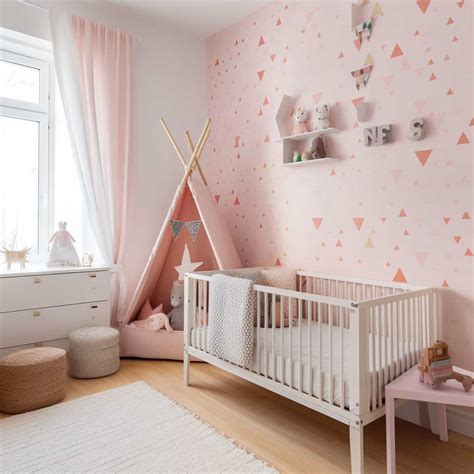 Pink Triangle Wallpaper Creates Whimsical Nursery Space • Artfasad