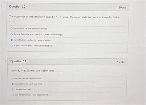 Solved The magnitude of static friction is given by fsμsN Chegg com