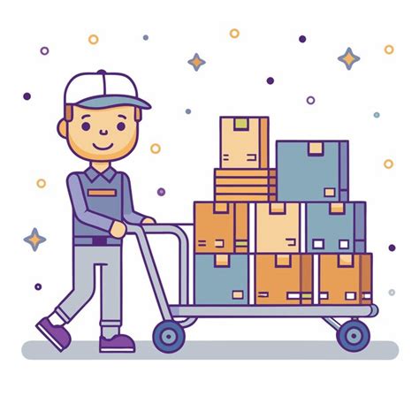 A Man Pushing A Cart With A Man Pushing A Cart Full Of Boxes Premium Ai Generated Vector