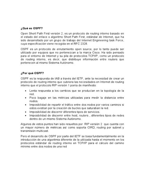 Qué Es Ospf Pdf Enrutador Computación Ingeniería Informática