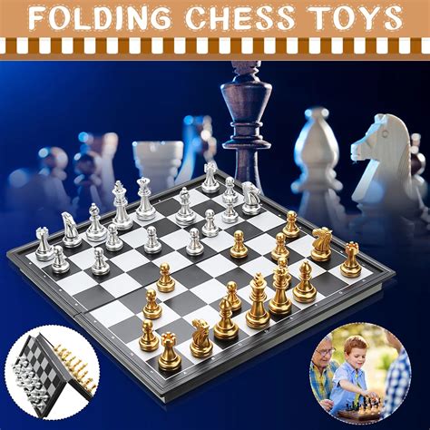 25x25cm 뜨거운 접는 자기 여행 체스 세트 어린이 또는 성인 체스 보드 게임 골드 실버 체스 조각체스 세트 Aliexpress