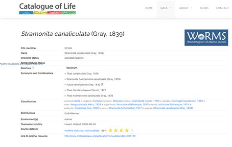 name relations explanation css broken · issue 163 · catalogueoflife