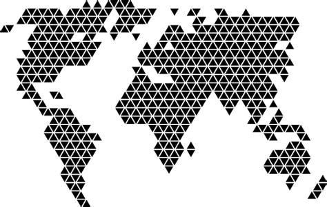 세계 지도 추상 기하학적 패턴 배경과 노드를 반복 하는 검은 삼각형에서 도식 벡터 일러스트입니다 3차원 형태에 대한 스톡 벡터