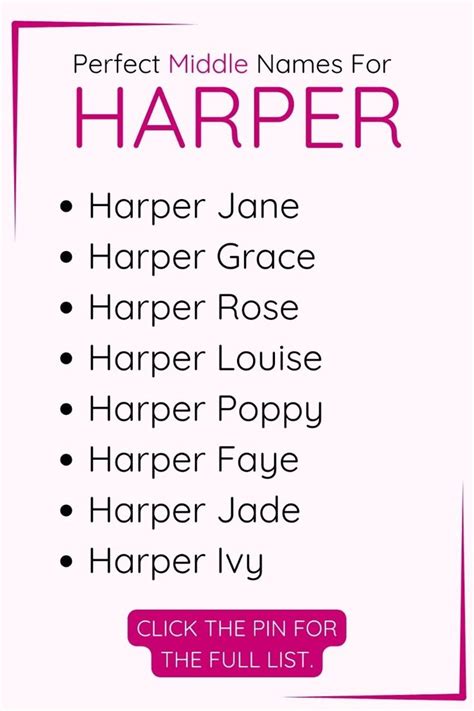 Sweet And Popular Middle Names For Harper Popular Middle Names