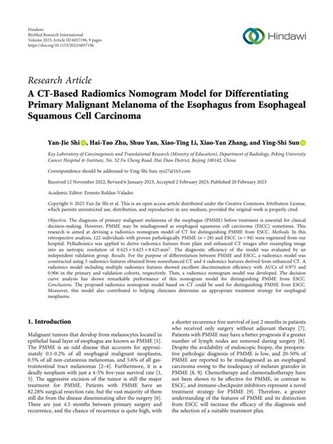 Pdf A Ct Based Radiomics Nomogram Model For Differentiating Primary