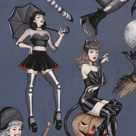 Gorgeously Goth Spooky Pin Up Girls Fabric By Alexander Henry Modes4u