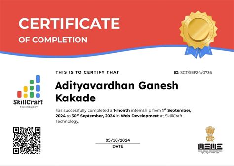 Adityavardhan Kakade On Linkedin Skillcrafttechnology Internship