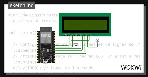 Texte centré sur afficheur LCD Wokwi ESP STM Arduino Simulator