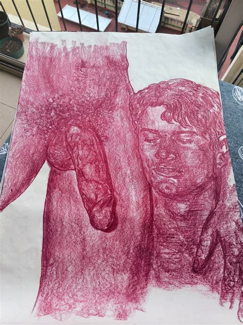 Original Draw Viva Colombia Erotic Sex Handmade Drawing Portrait Of Beheaded Babe Male