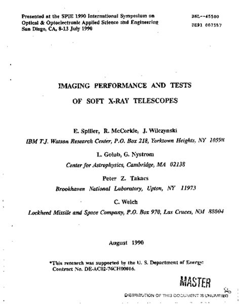 Pdf Imaging Performance And Tests Of Soft X Ray Telescopes