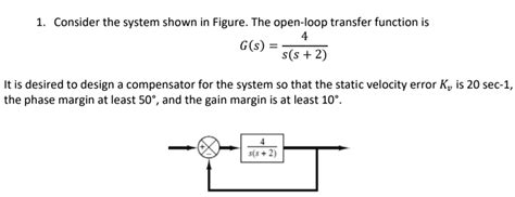 solved consider the system shown in figure the open loop transfer