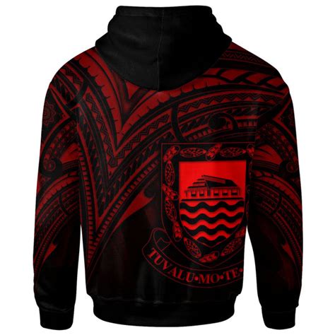 Tuvalu Zip Hoodie Red Color Cross Style