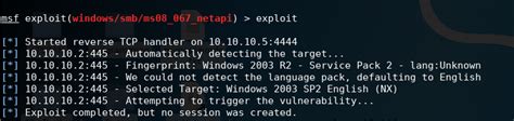 Failed To Exploit Netapi Vulnerability On Windows Server 2003 R2