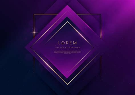 3d Square Frame Purple And Gold On Purple And Dark Blue Background With