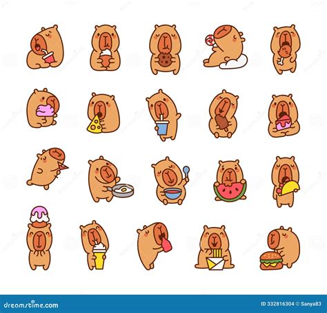 Cute Capybara With Donut Vector Illustration Funny Animal Capibara