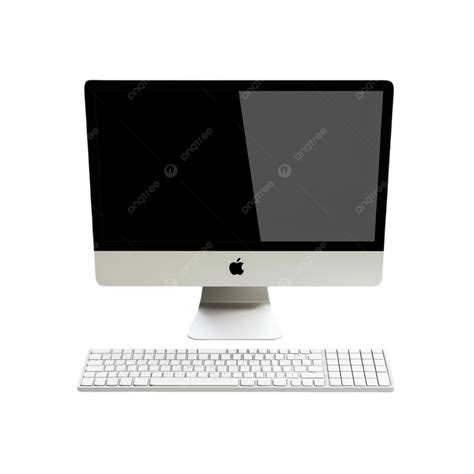 White Apple Monitor With Black Screen On Keyboard And Stand Apple