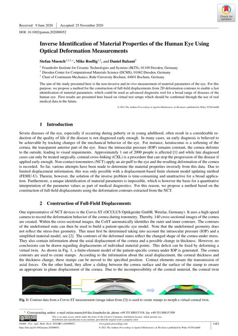 Pdf Inverse Identification Of Material Properties Of The Human Eye