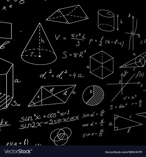 Blackboard Mathematical With Thin Line Shapes Vector Image