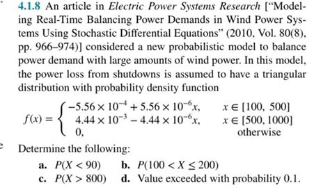 Solved An Article In Electric Power Systems Research Chegg