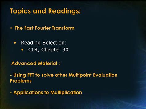 Ppt The Fast Fourier Transform And Applications To Multiplication