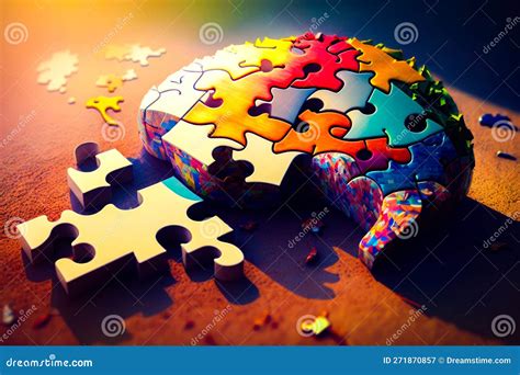 An Image Of Puzzle Piece In The Shape Of Brain Generative AI Stock Illustration Illustration
