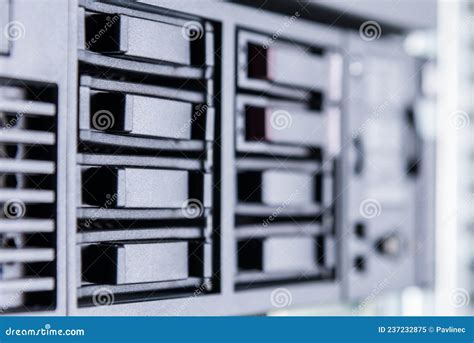 Cluster Of Data Storage Ssd Hard Drives Inside Server Rack Stock Image Image Of Cybernetics