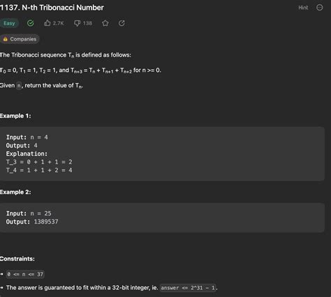 [leetcode] 1137 n th tribonacci number