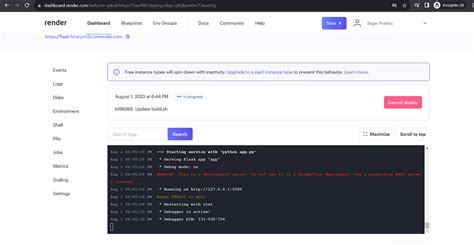 deployment stuck in render deploying a flask application render
