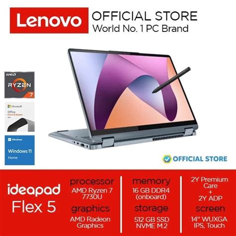 Jual Lenovo Ideapad Flex 5 14abr8 Ryzen 7 7730u 16gb 512gb W11 Ohs Di Seller Flixx Id Official