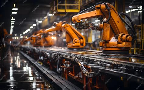 Premium Ai Image Heavy Automation Robot Arm Machine In Smart Factory Futuristic Industry