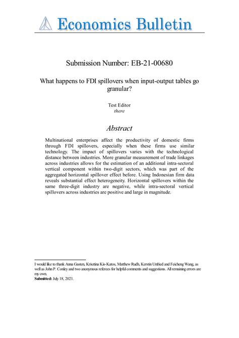 (PDF) What happens to FDI spillovers when input-output tables go granular?