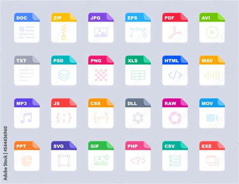 File Type Icons File Formats In Flat Design File And Documents