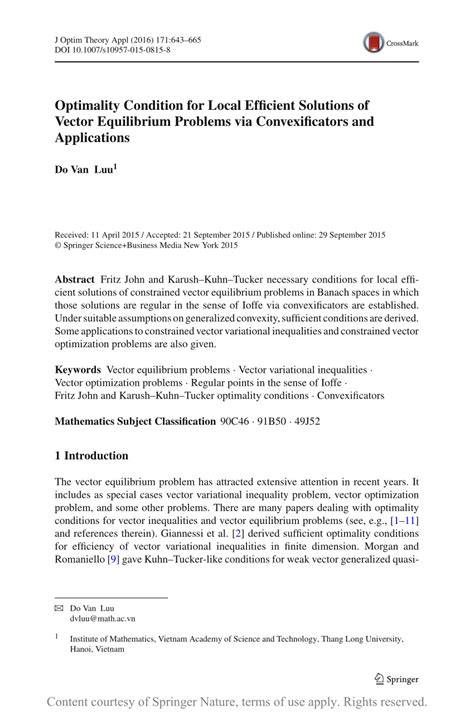 Optimality Condition For Local Efficient Solutions Of Vector
