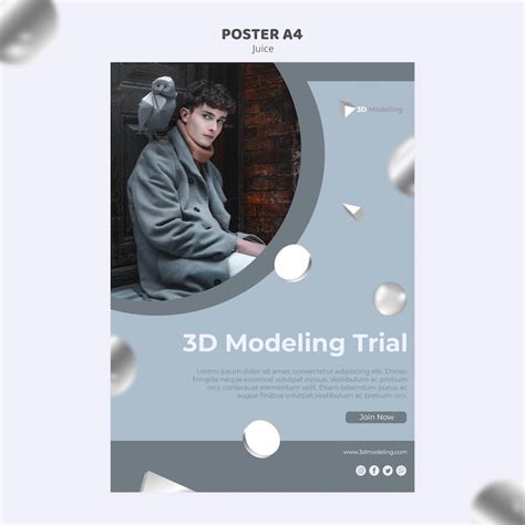 3d Modeling Course Poster Template Free Psd