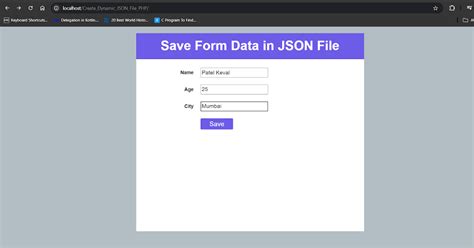 Submitting HTML Form Data In JSON File Without MySql Database In PHP