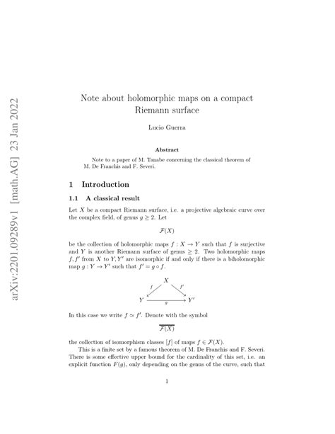 Pdf Note About Holomorphic Maps On A Compact Riemann Surface