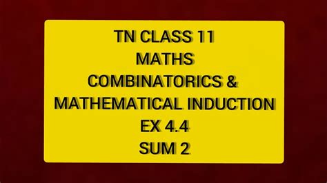 Tn Class 11 Maths Combinatorics And Mathematical Induction Ex 4 4 Sum 2 Youtube