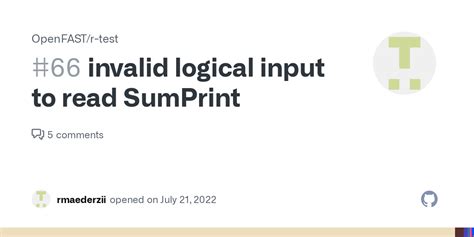 Invalid Logical Input To Read SumPrint Issue OpenFAST R Test GitHub