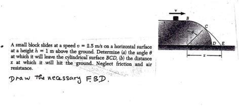 solved a small block slides at a speed of 2 5 m s on a horizontal surface at a height of 1 m