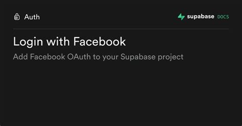 Login With Facebook Supabase Docs