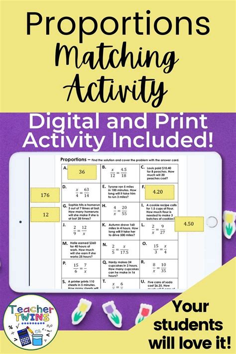 Solving Proportions Proportional Relationships Matching Activity