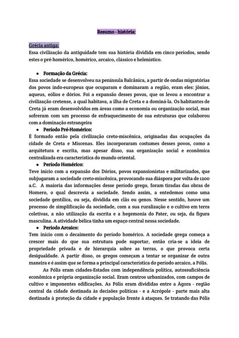 Solution Resumo Hist Ria Gr Cia Antiga Studypool