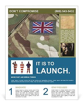 Union Jack Flag Featured In Camouflage Uniform British Army Attire Flyer Template Design ID
