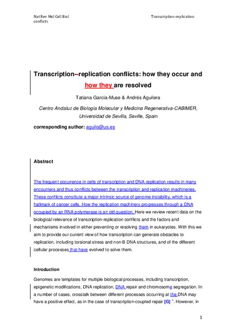 Pdf Transcription Replication Conflicts How They Occur And How They