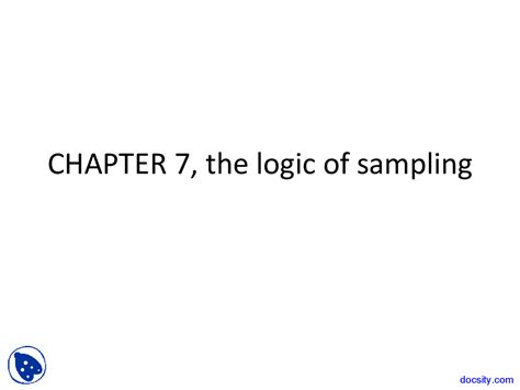 Logic Of Sampling Introduction Sociology Lecture Slides Docsity