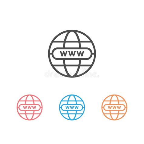Web Icon Set Vector Flat Icon Web Internet Globe Symbol With Stock Vector Illustration Of